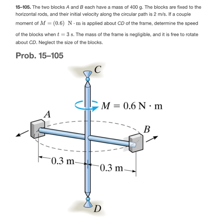 Solved 15-105. The two blocks A and B each have a mass of | Chegg.com