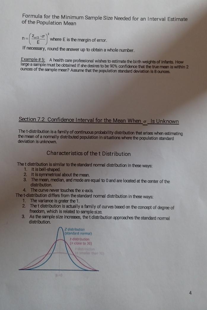 Solved Formula for the Minimum Sample Size Needed for an | Chegg.com