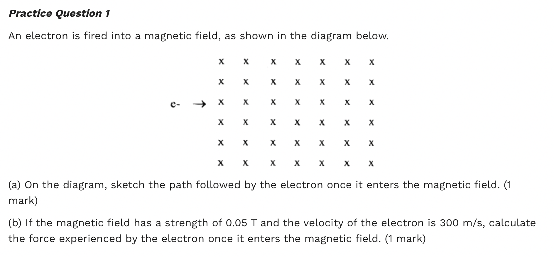 Solved Practice Question 1An electron is fired into a | Chegg.com