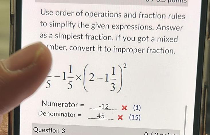 Solved Use order of operations and fraction rules to | Chegg.com