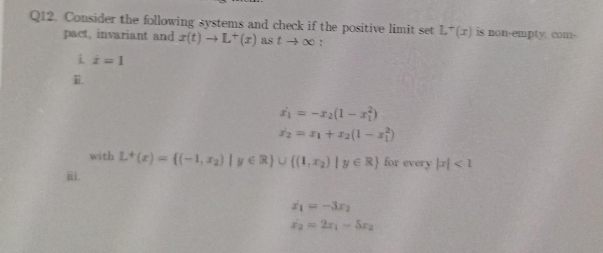 Solved Q12. Consider the following systems and check if the | Chegg.com
