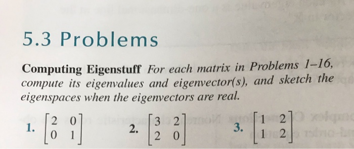 Solved 5.3 Problems Computing Eigenstuff for each matrix in | Chegg.com