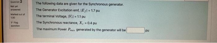 Solved The following data are given for the Synchronous | Chegg.com