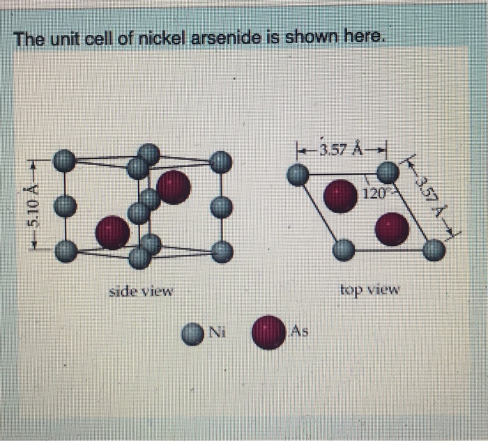 Solved The unit cell of nickel arsenide is shown here. | Chegg.com