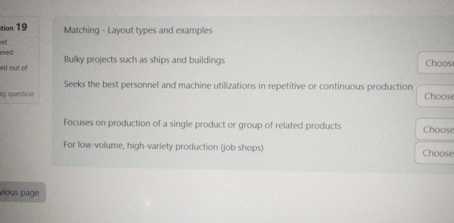 Solved Matching - ﻿Layout types and examplesBulky projects | Chegg.com