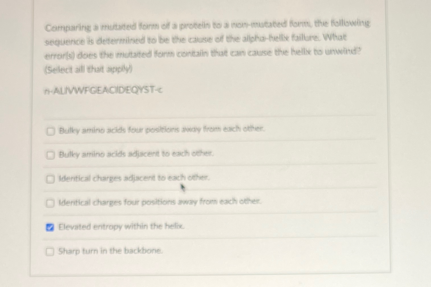 Solved Comporing a mutated form of a protein to a | Chegg.com