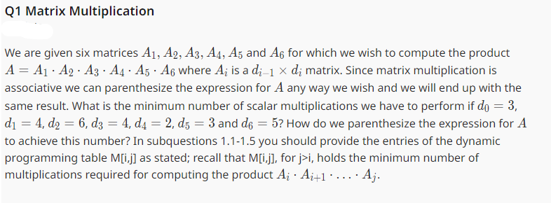 Solved Q1 ﻿Matrix MultiplicationWe are given six matrices | Chegg.com