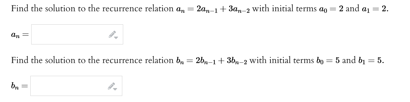 Solved Find the solution to the recurrence relation | Chegg.com