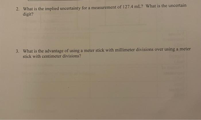 2. What is the implied uncertainty for a measurement | Chegg.com