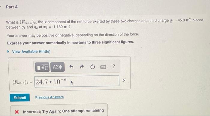 Solved Part A What is (Fnet 3), the x-component of the net | Chegg.com