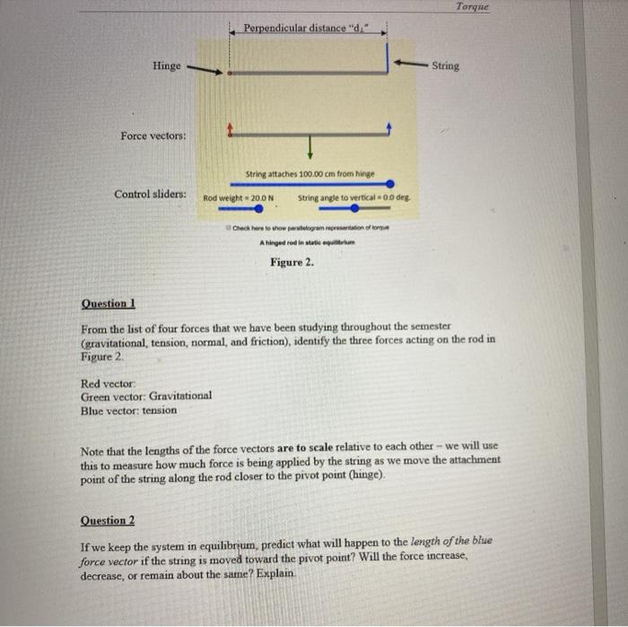 Torque Perpendicular distance "d" Hinge String | Chegg.com