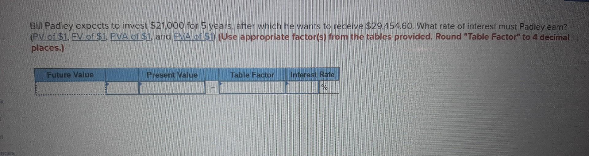 Solved Bill Padley expects to invest $21,000 for 5 years, | Chegg.com