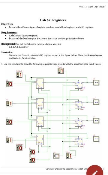 COE 211 Diptallop Design Lab 6a: Registers Objectives | Chegg.com