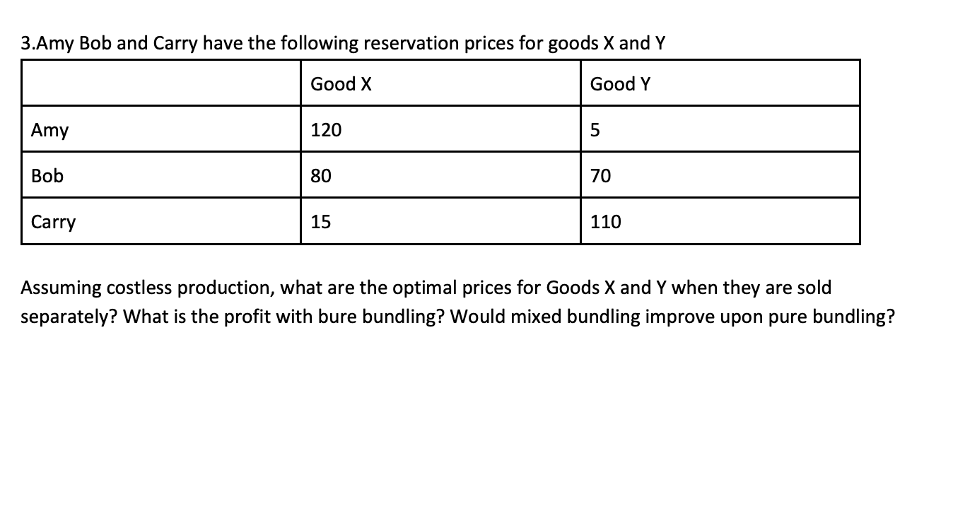Solved 3.Amy Bob and Carry have the following reservation | Chegg.com