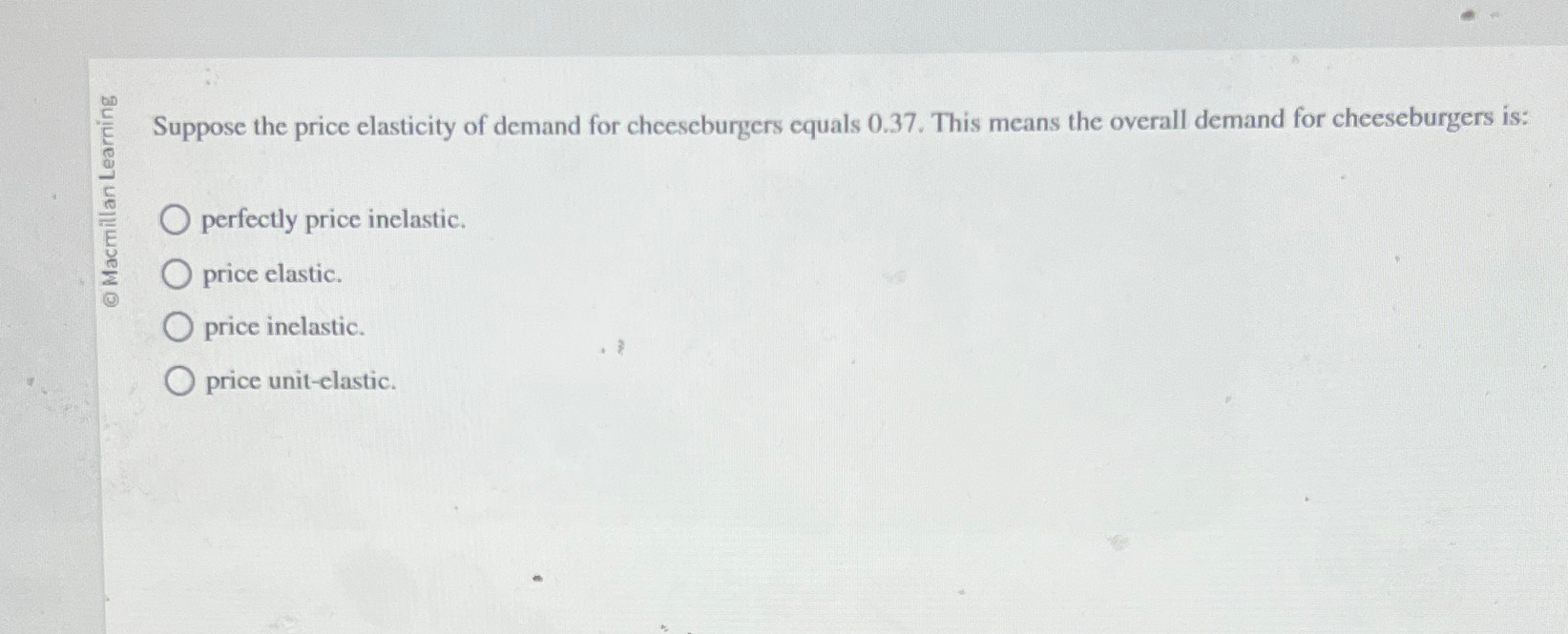 Solved 5E ﻿Suppose the price elasticity of demand for | Chegg.com