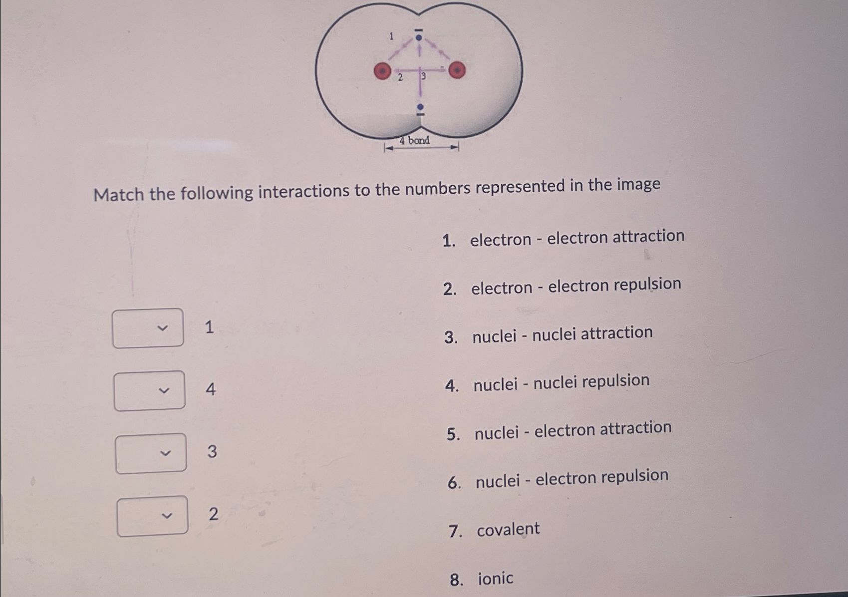 Solved Match the following interactions to the numbers | Chegg.com