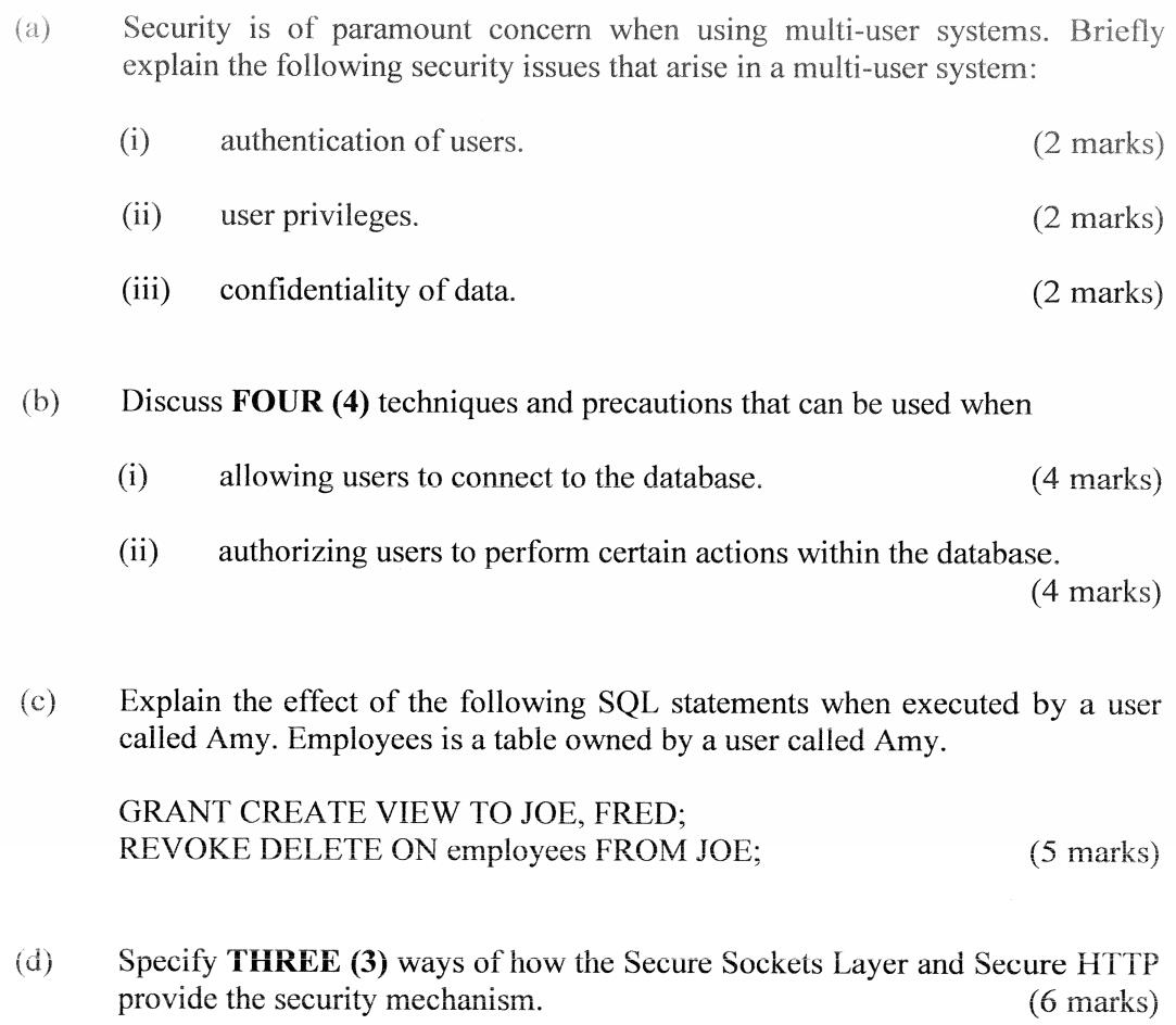 Solved (a) ﻿Security is of paramount concern when using | Chegg.com