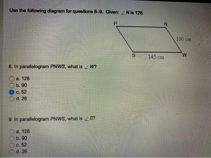 Solved Use the following diagram for questions 8-9. Given: | Chegg.com