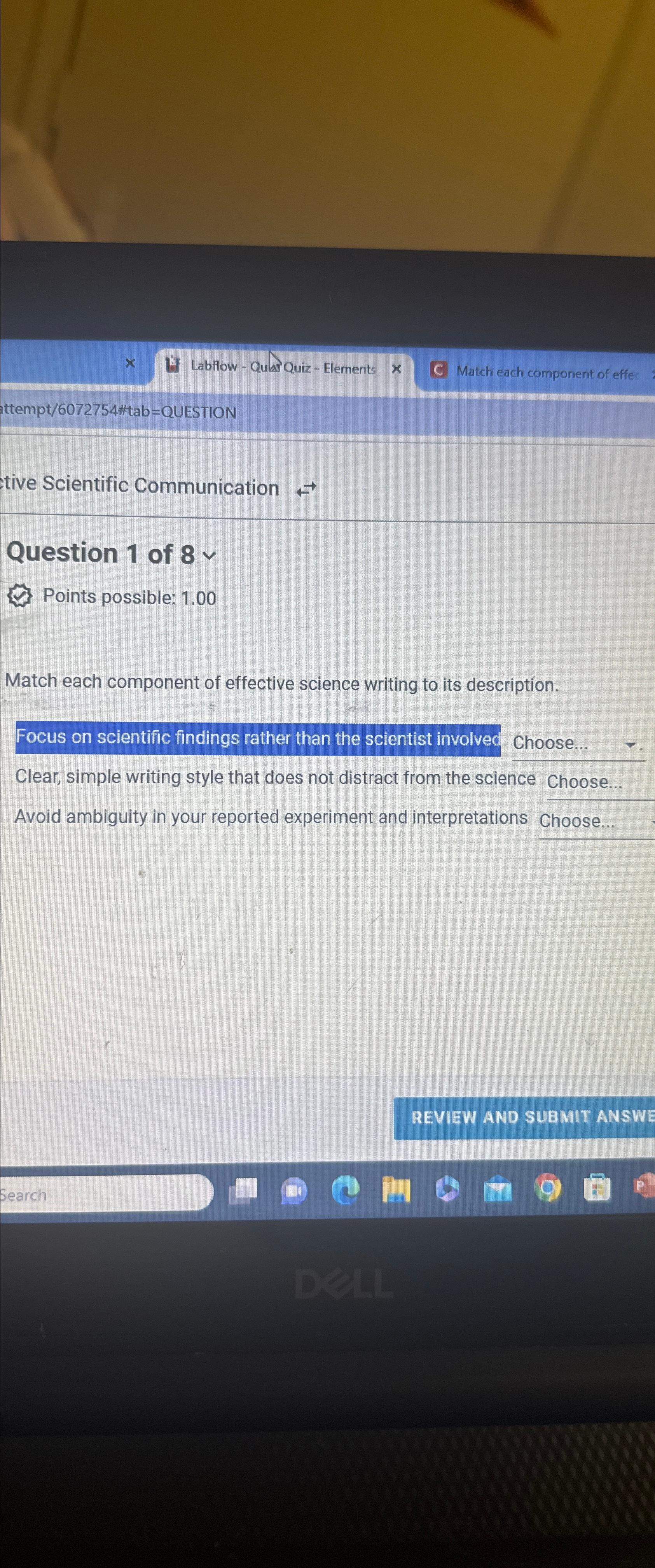 Solved tive Scientific Communication ⇆Question 1 ﻿of 8 | Chegg.com