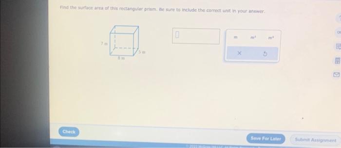 Find the surface area of this rectangular prism. Be | Chegg.com