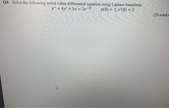 Solved Q4 Solve the following initial value differential | Chegg.com