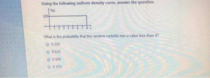 Solved Using the following uniform density curve, answer the | Chegg.com
