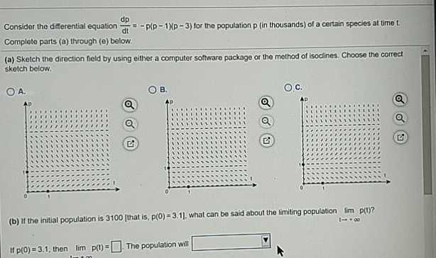 Solved dp Consider the differential equation dt --P(p-1)-3) | Chegg.com
