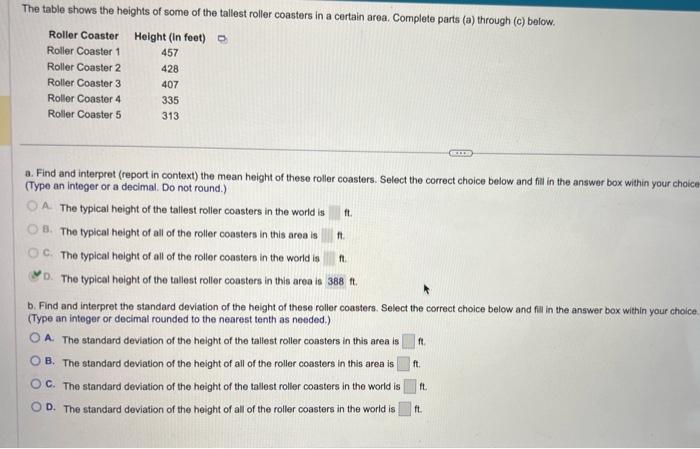 Solved The table shows the heights of some of the tallest | Chegg.com