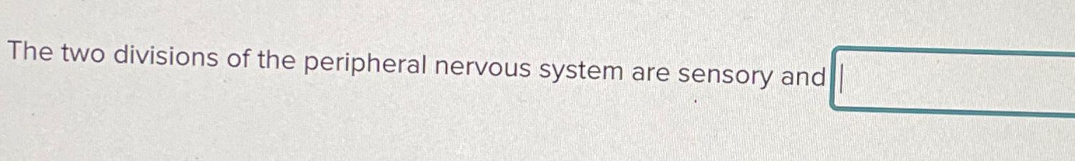 Solved The two divisions of the peripheral nervous system | Chegg.com