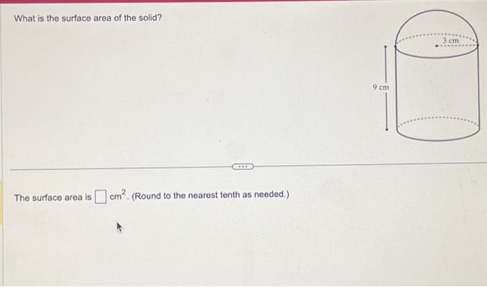 Solved What is the surface area of the solid? The surface | Chegg.com