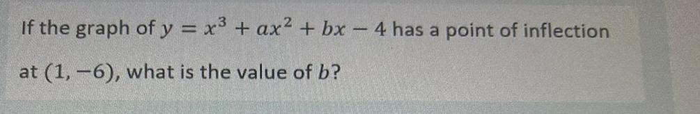 Solved If the graph of y=x3+ax2+bx-4 ﻿has a point of | Chegg.com