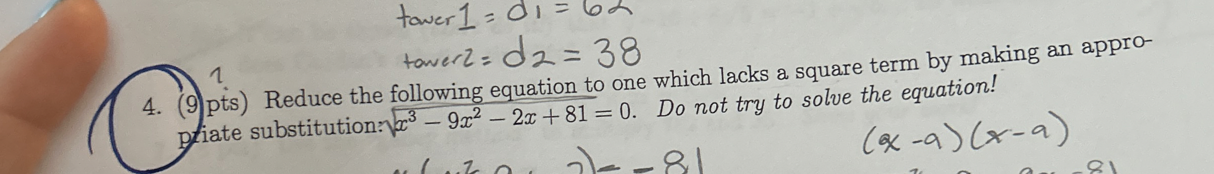 Solved Reduce the following equation to one which lacks a | Chegg.com