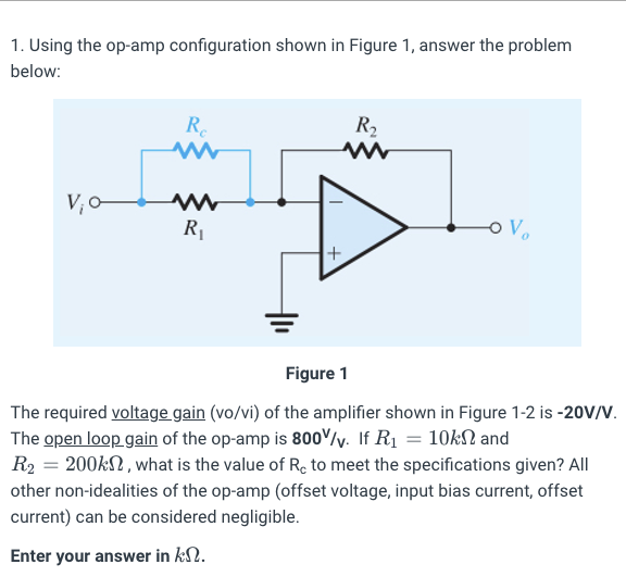 Solved Figure 1The required voltage gain (vo/vi) ﻿of the | Chegg.com