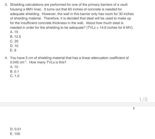 Solved 3. Shielding calculations are performed for one of | Chegg.com