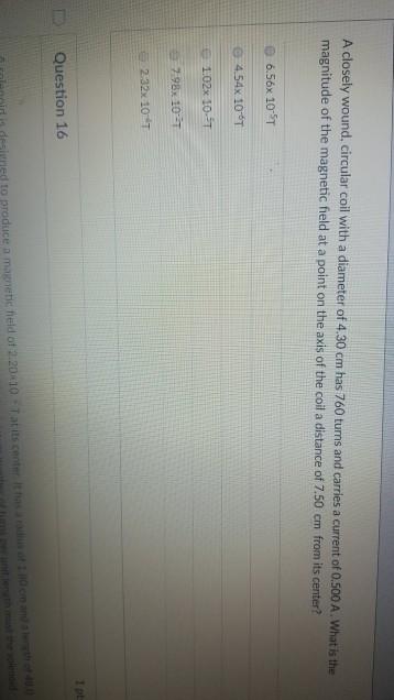 Solved A closely wound, circular coil with a diameter of | Chegg.com