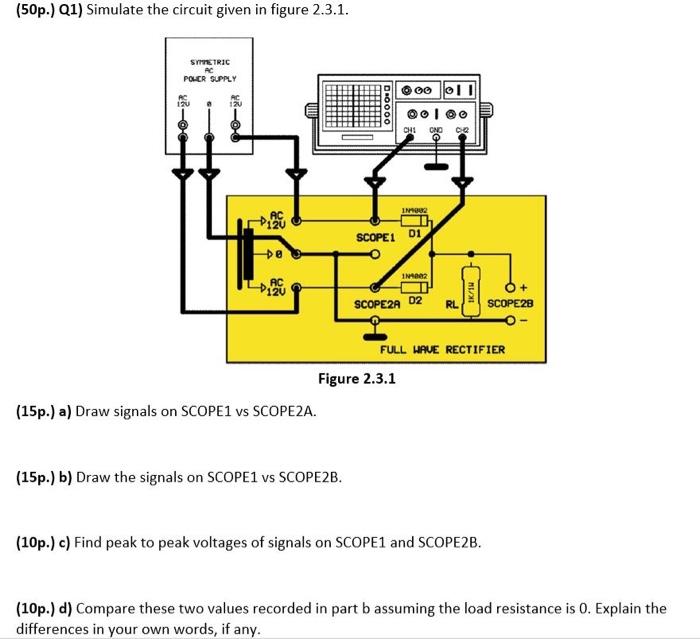 Solved (50p.) Q1) Simulate the circuit given in figure | Chegg.com