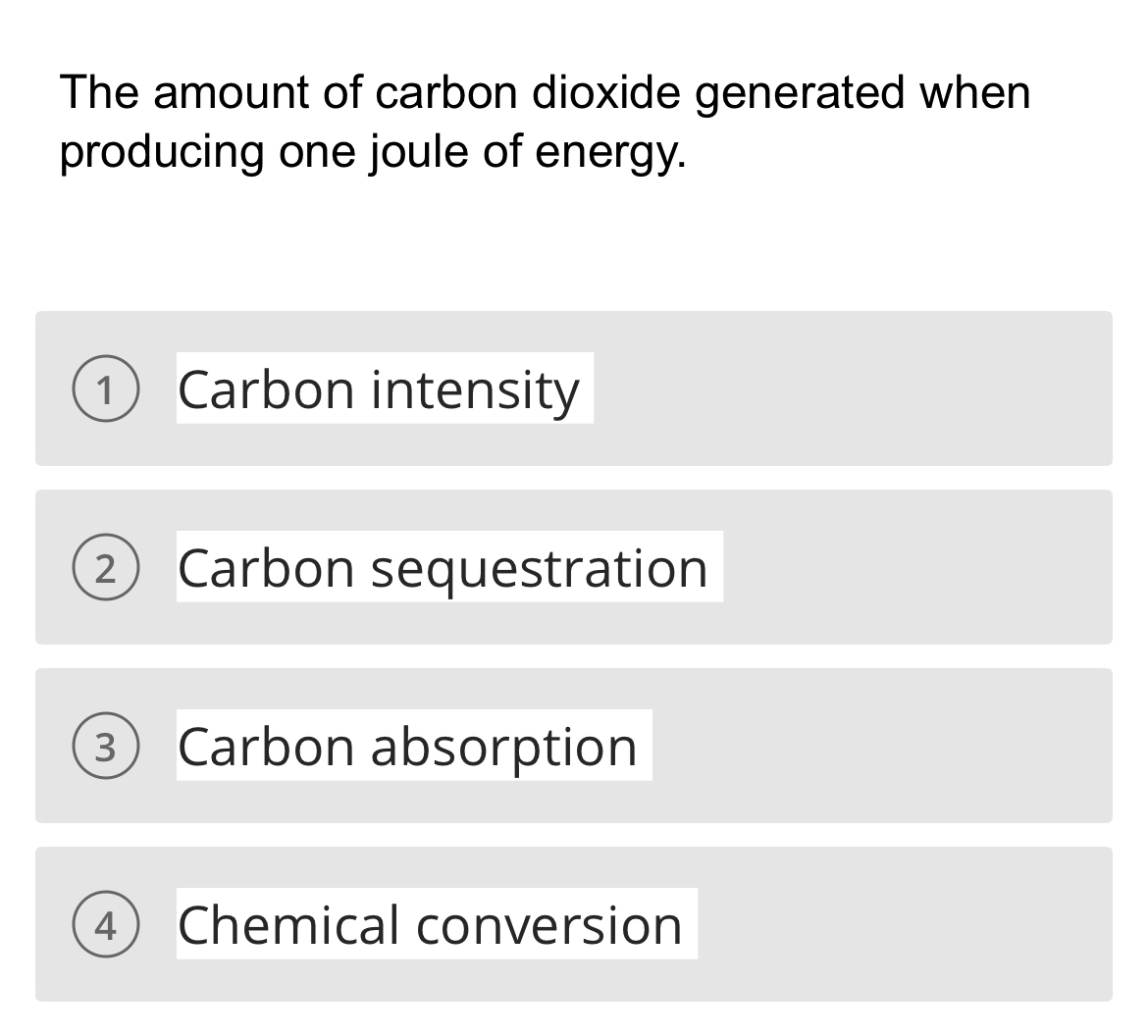 Solved The amount of carbon dioxide generated when producing | Chegg.com