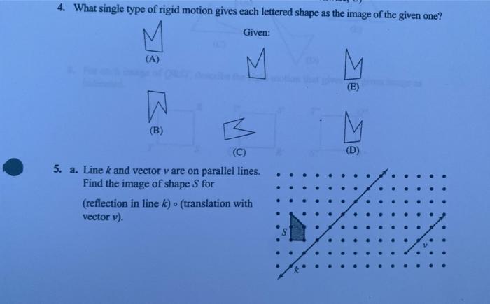 Solved 4. What single type of rigid motion gives each | Chegg.com