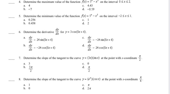 Solved 4. Determine the maximum value of the function | Chegg.com