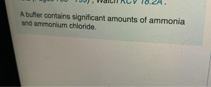 Solved A Buffer Contains Significant Amounts Of Ammonia And