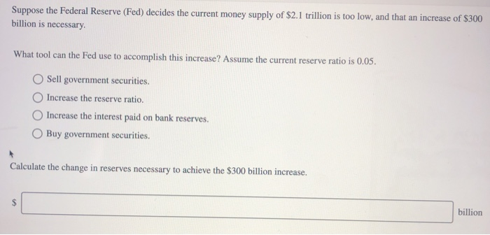 Solved Suppose the Federal Reserve (Fed) decides the current | Chegg.com