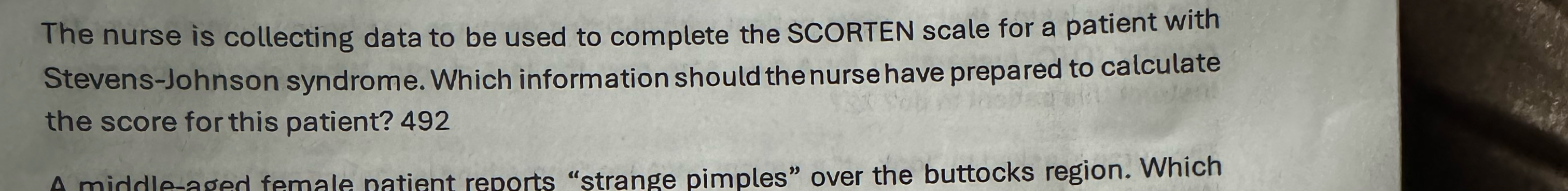 Solved The nurse is collecting data to be used to complete | Chegg.com