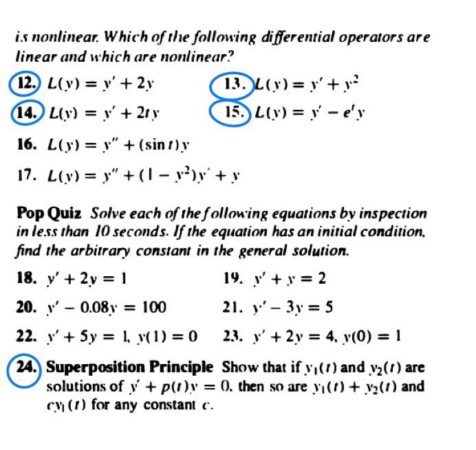 Solved Please help with the linear and non-linear operators | Chegg.com