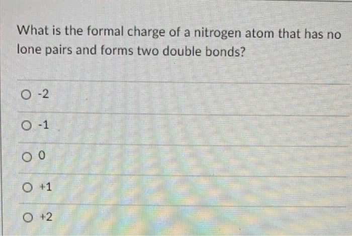 Solved What is the formal charge of a nitrogen atom that has | Chegg.com