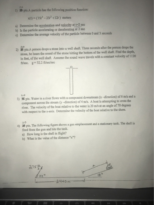 Solved 1) 5 pts. A particle has the following position | Chegg.com