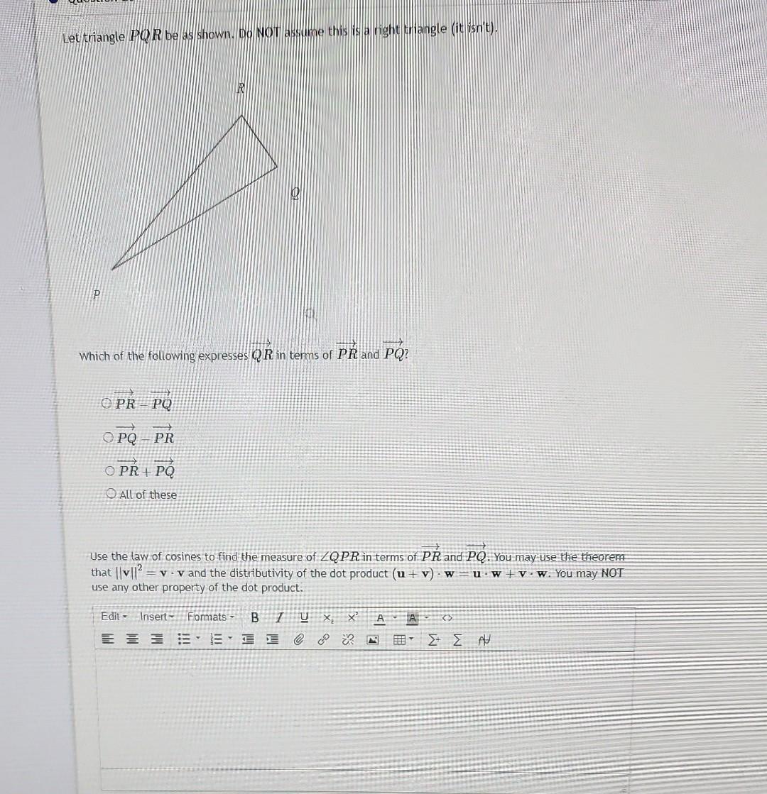 Solved Let triangle PQR be as shown. Do Not aspme this hs | Chegg.com