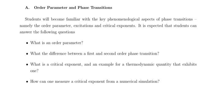 Solved A. Order Parameter and Phase Transitions Students | Chegg.com