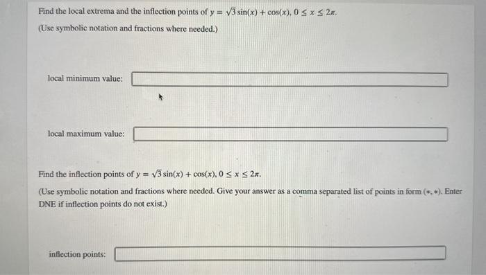 Solved Find the local extrema and the inflection points of | Chegg.com