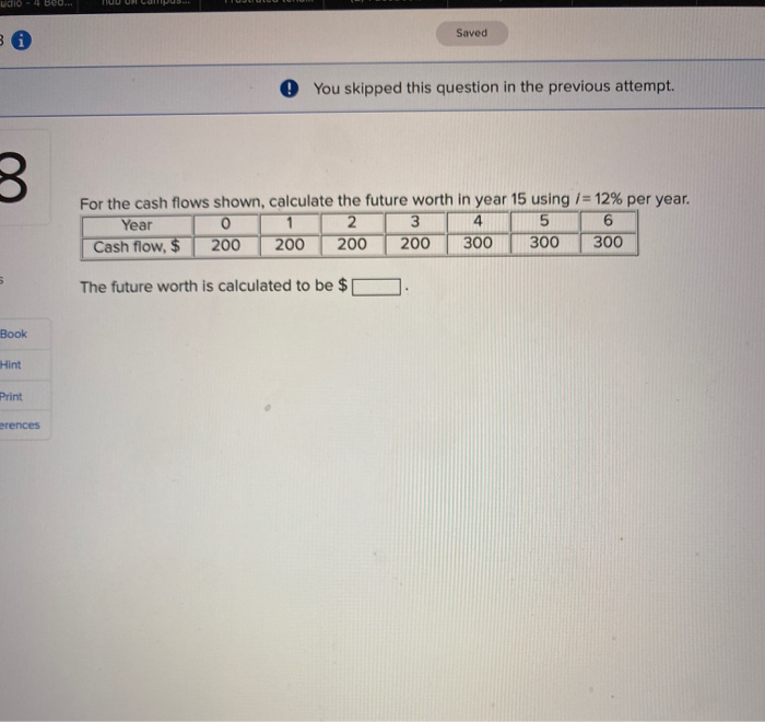Solved O You skipped this question in the previous attempt. | Chegg.com