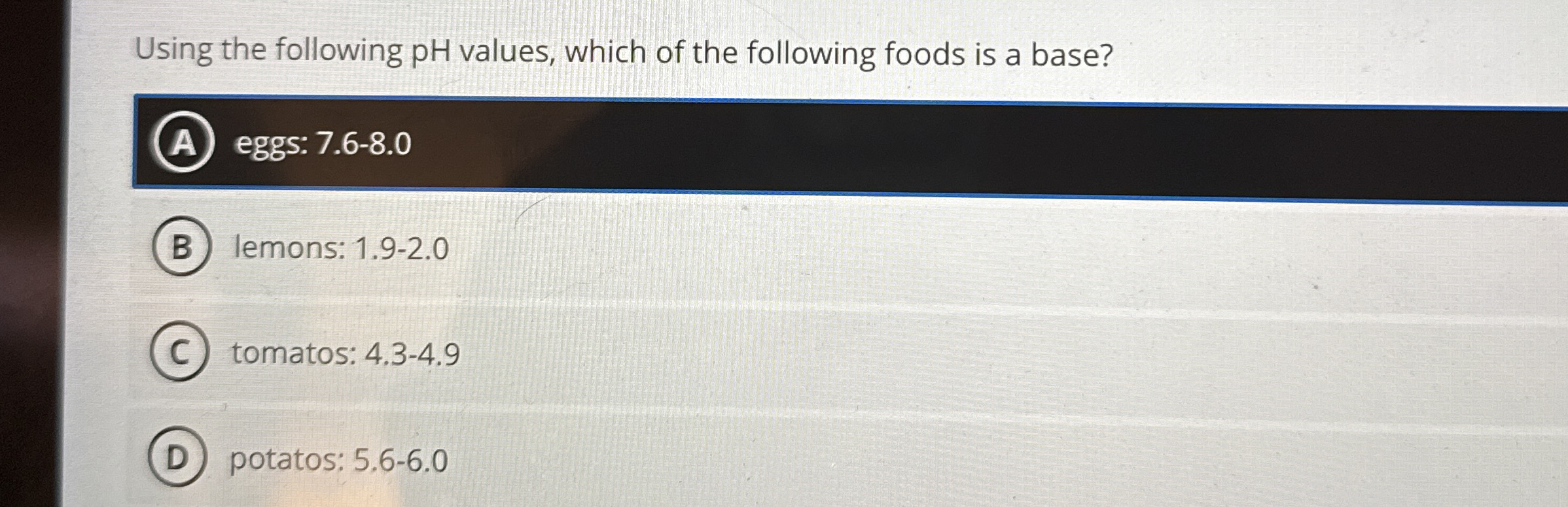 Solved Using the following pH values, which of the following | Chegg.com